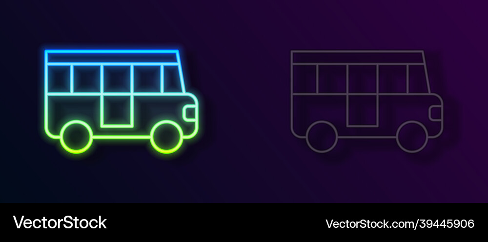 Glowing neon line school bus icon isolated Vector Image