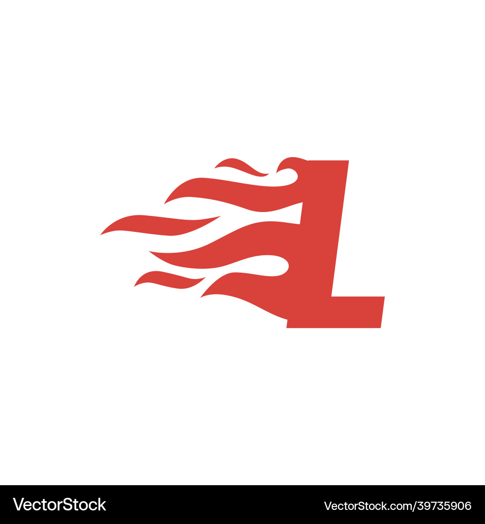 L letter fire flame hot uppercase logo icon Vector Image