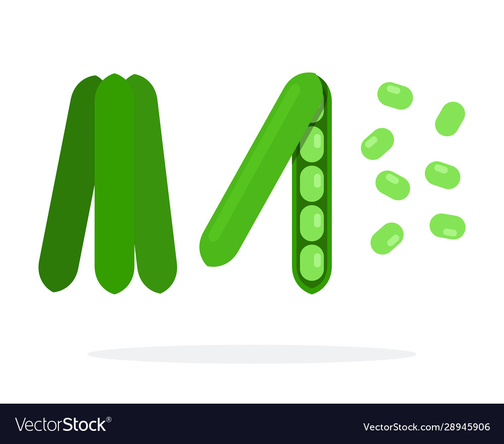Open and closed pea pods Royalty Free Vector Image
