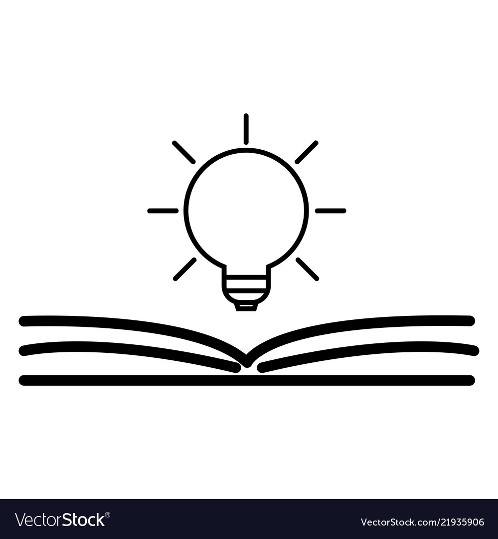 Open book with shining bulb flying out flat icon Vector Image