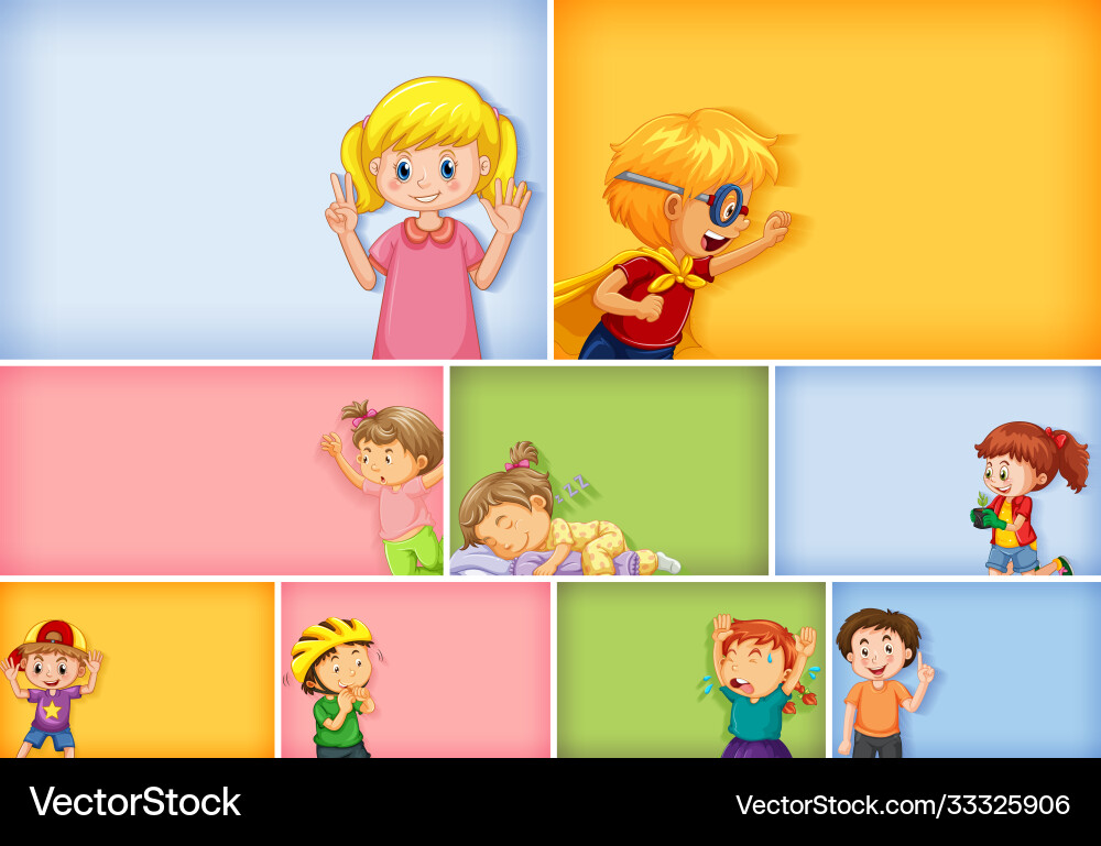 Set different kid characters Royalty Free Vector Image