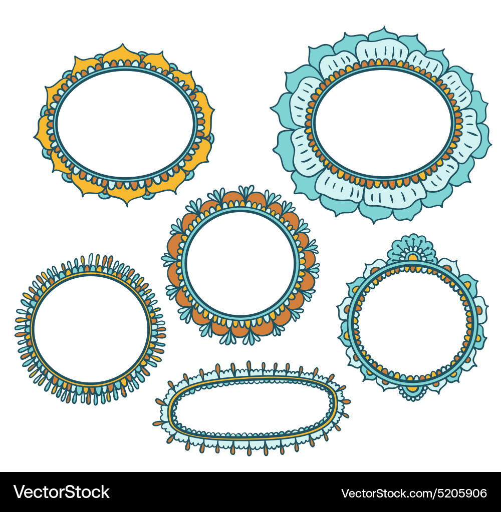 Set floral doodle frames Royalty Free Vector Image