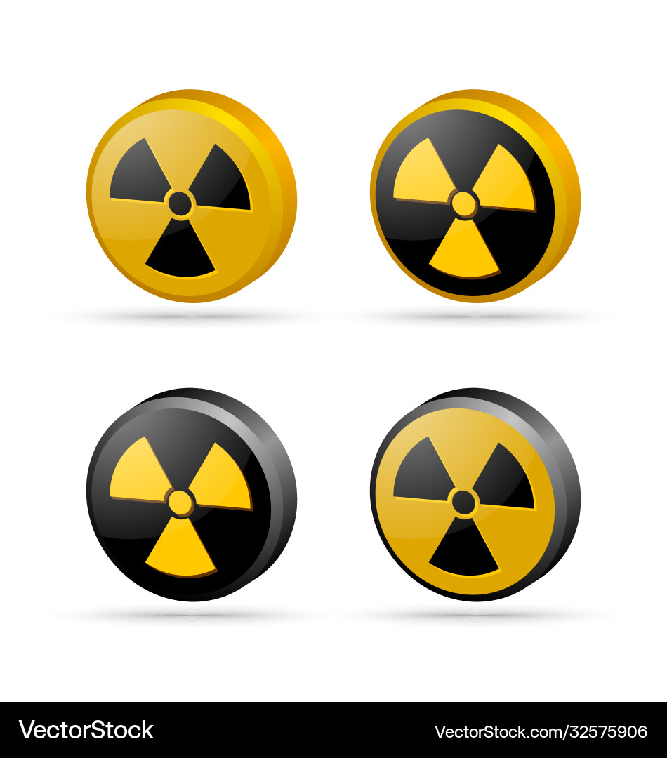 Set three dimensional nuclear symbols isolated Vector Image