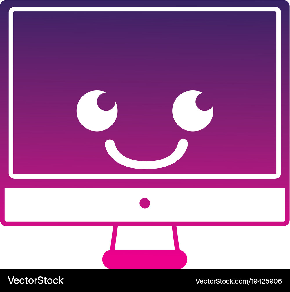 Silhouette smile computer screen kawaii cartoon Vector Image