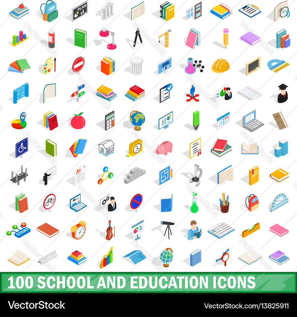 100 school and education icons set Royalty Free Vector Image