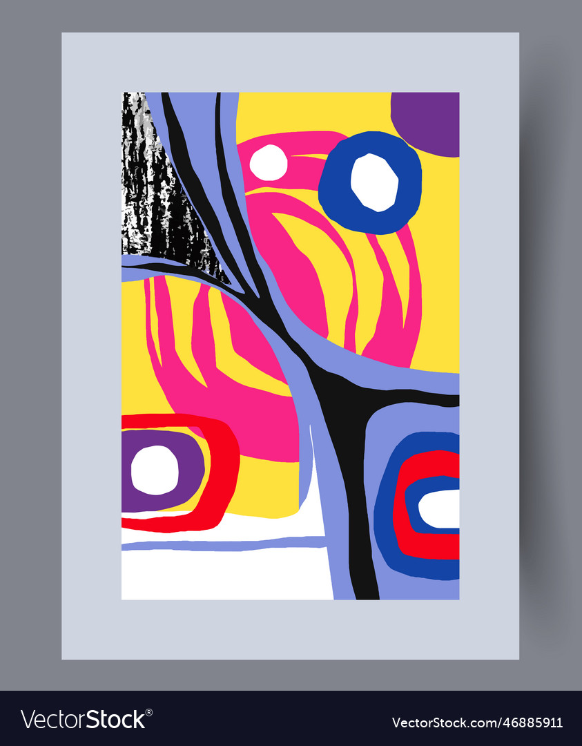 Abstract Shapes Rambling Tracery Wall Art Print Vector Image