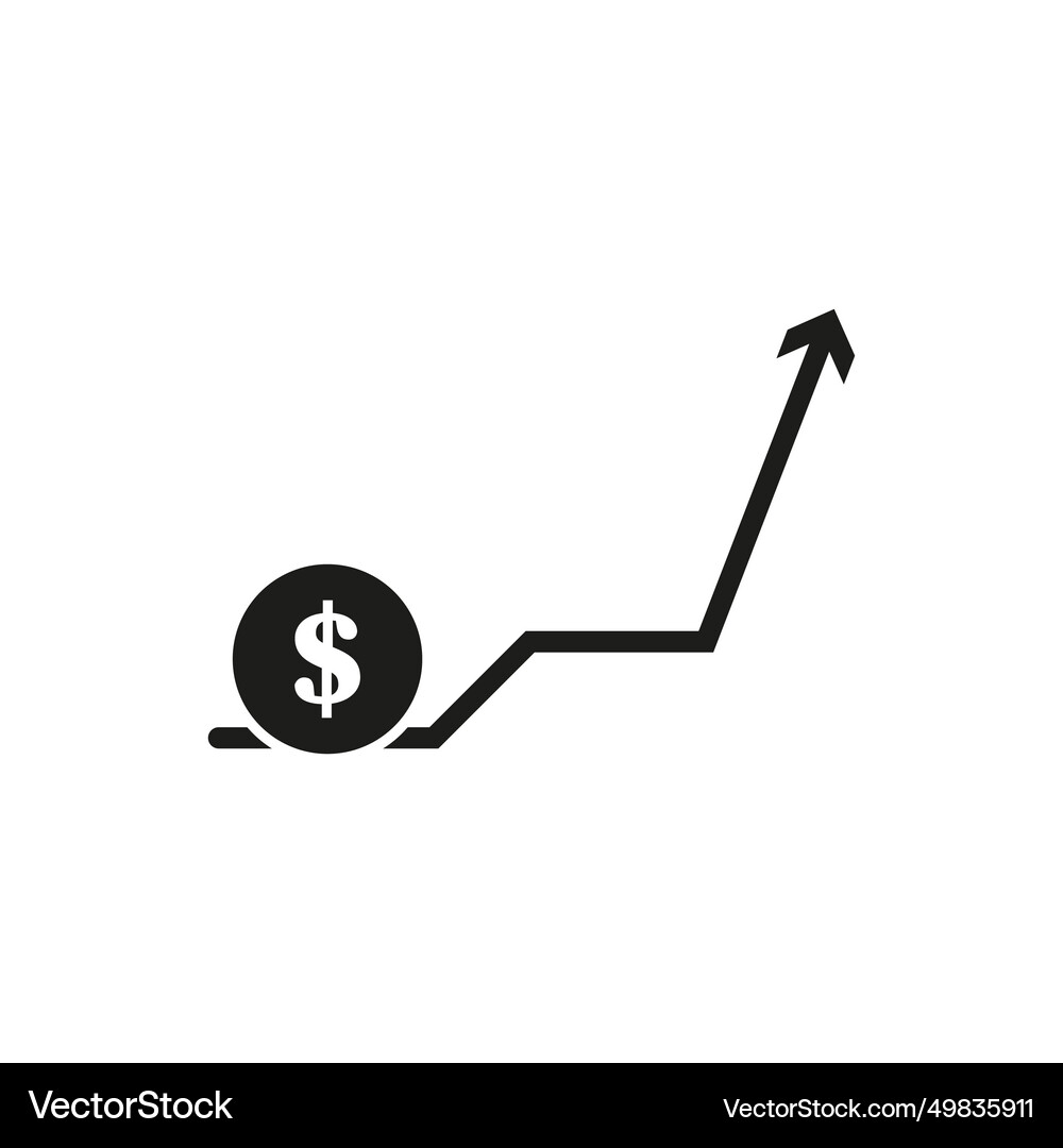 Dollar rate increase icon money symbol Royalty Free Vector