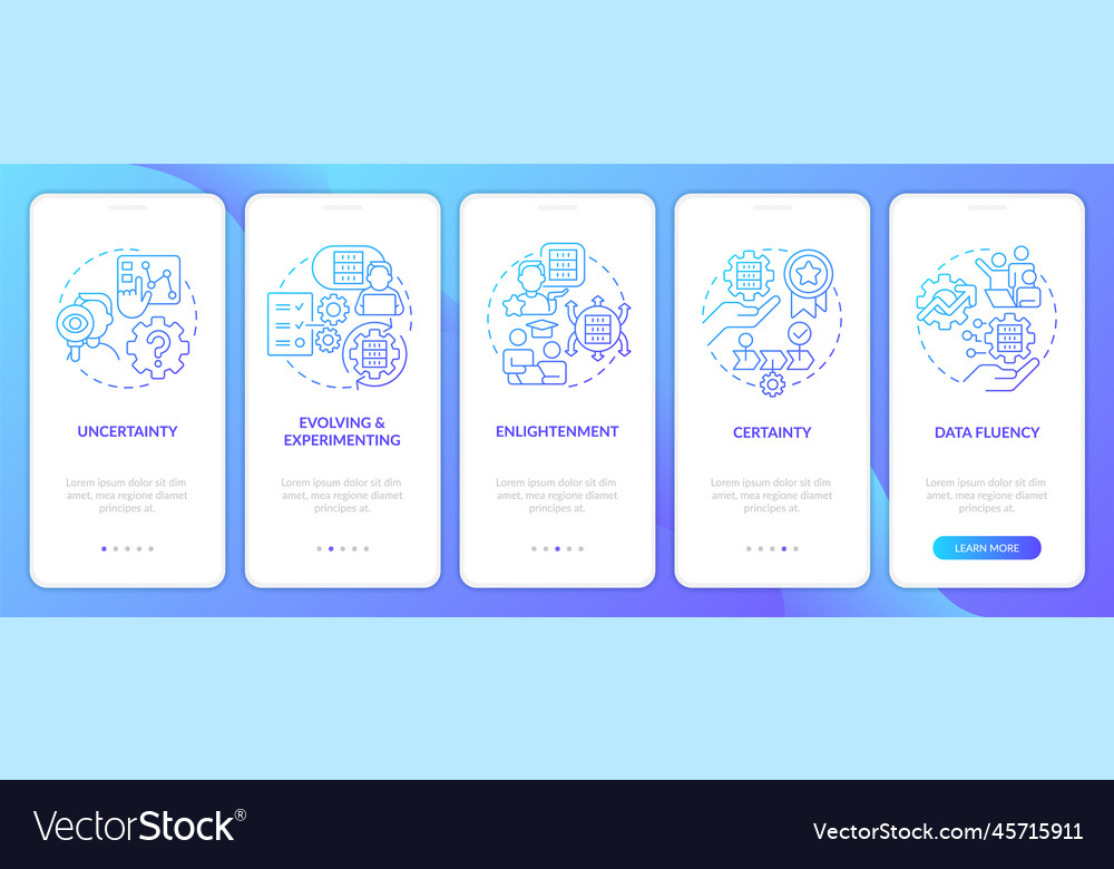 Ict literacy levels blue gradient onboarding Vector Image Ict literacy levels blue gradient onboarding Vector Image