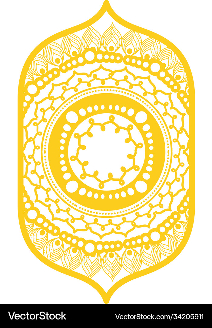 Mandala in frame yellow design Royalty Free Vector Image
