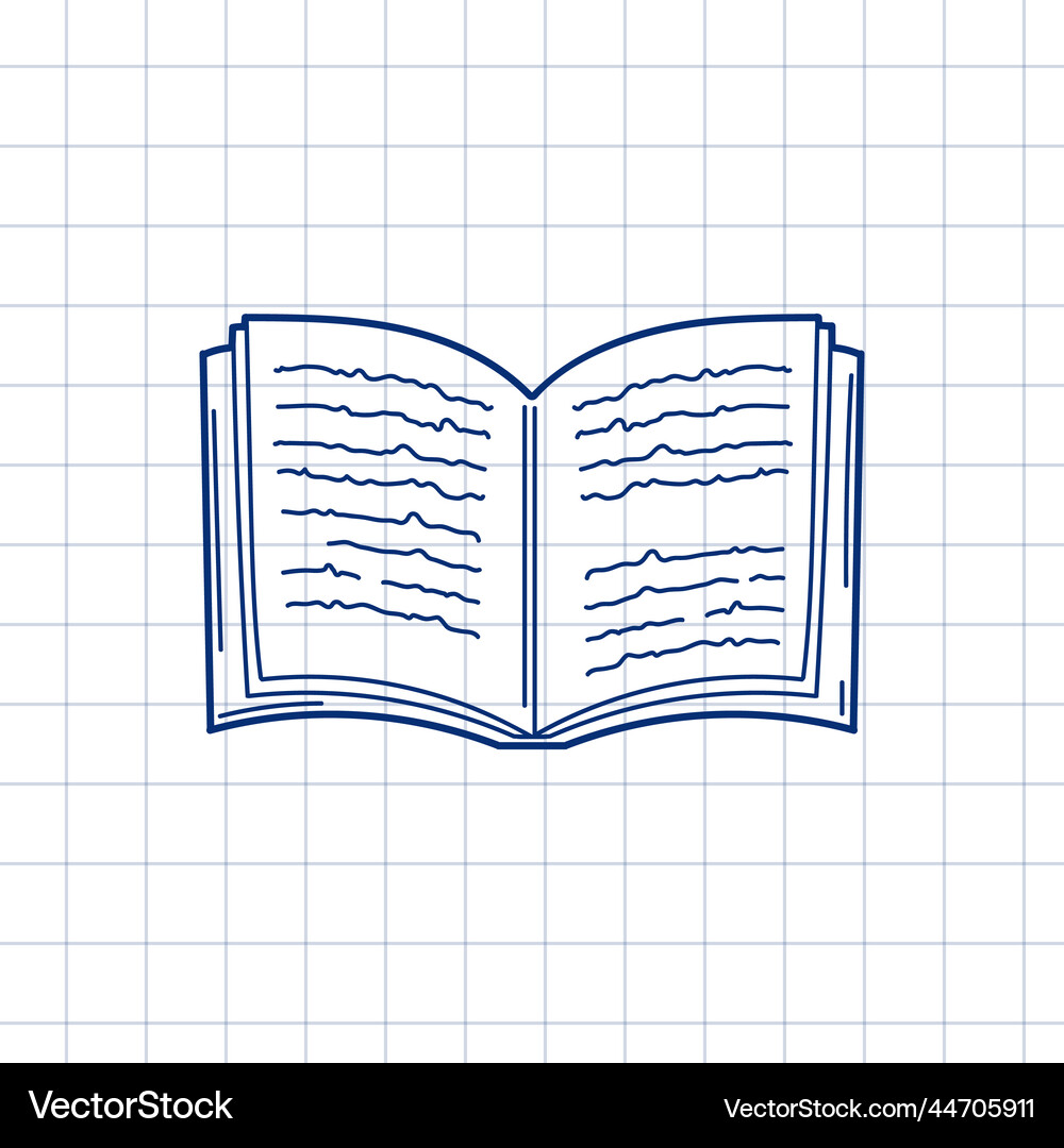 Open book in sketch style isolated on white Vector Image