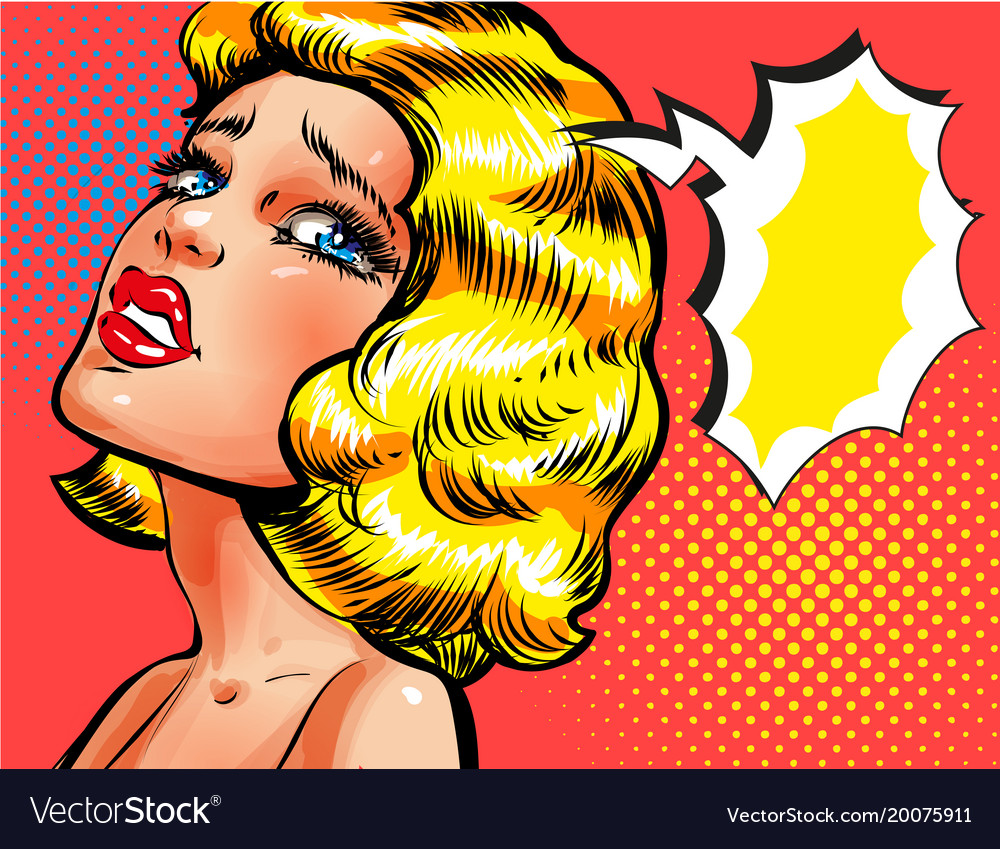 Pop art of sad thinking woman Royalty Free Vector Image