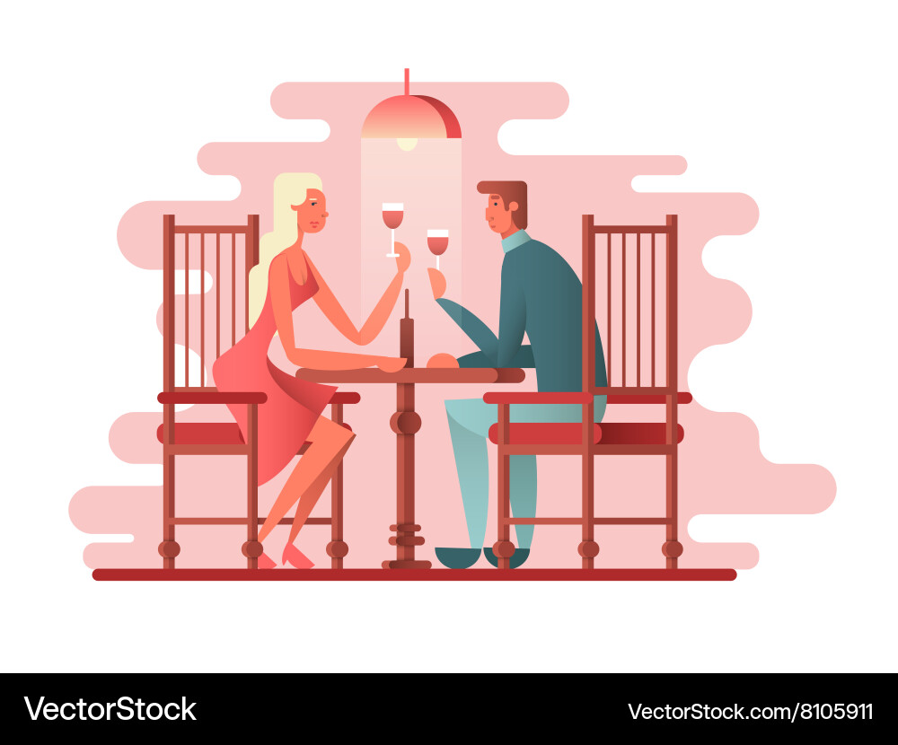 Romantic dinner a couple of lovers Royalty Free Vector Image