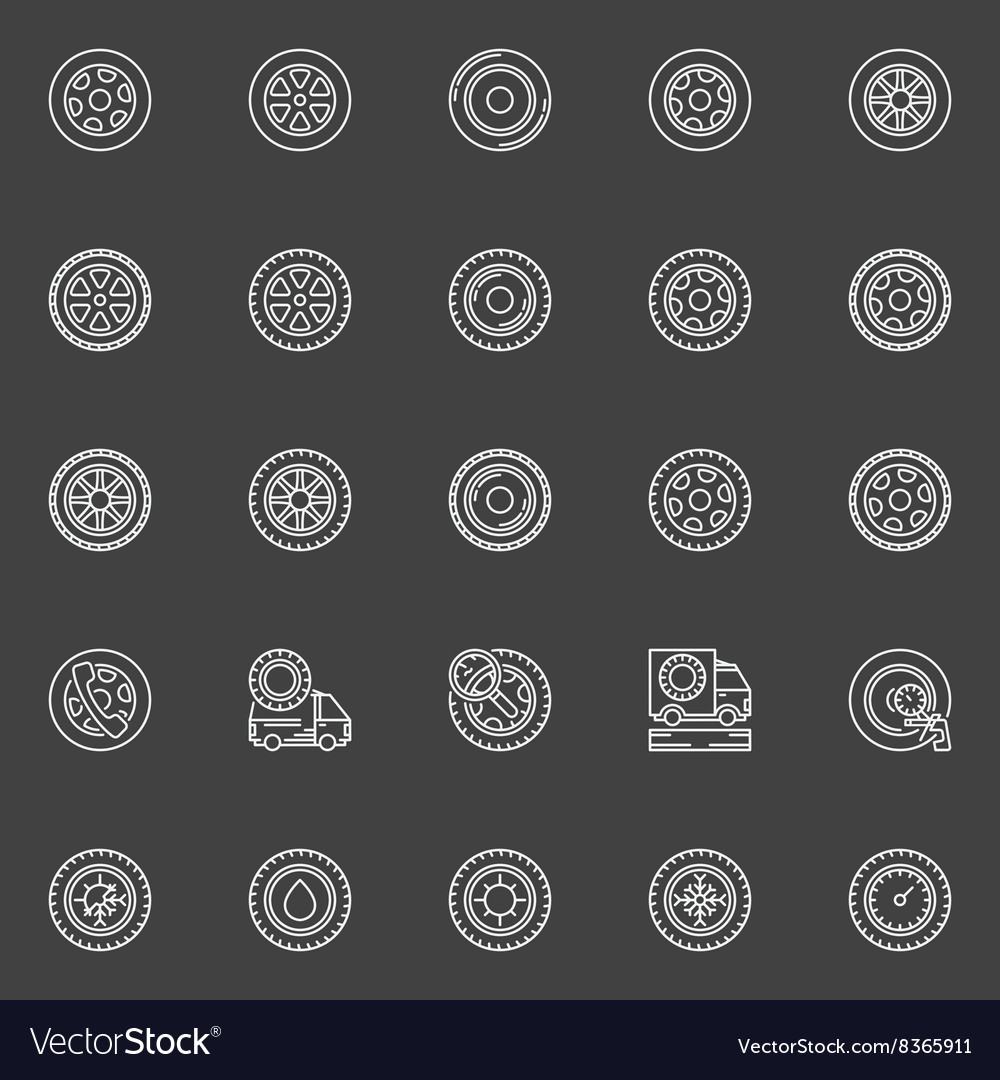 Tire icons set Royalty Free Vector Image - VectorStock Tire icons set Royalty Free Vector Image - VectorStock
