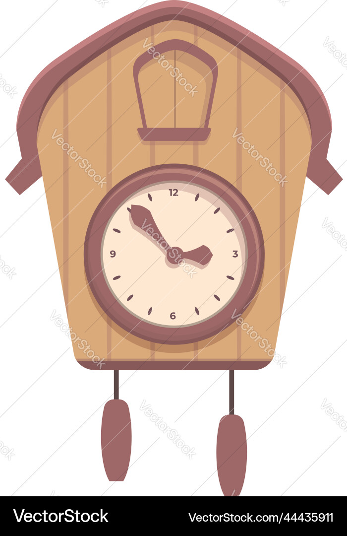 Wooden cuckoo clock icon cartoon wall Royalty Free Vector