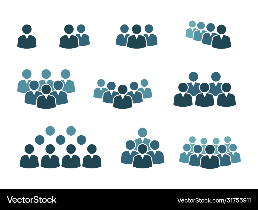 Workgroup with leader sign set people group icons Vector Image