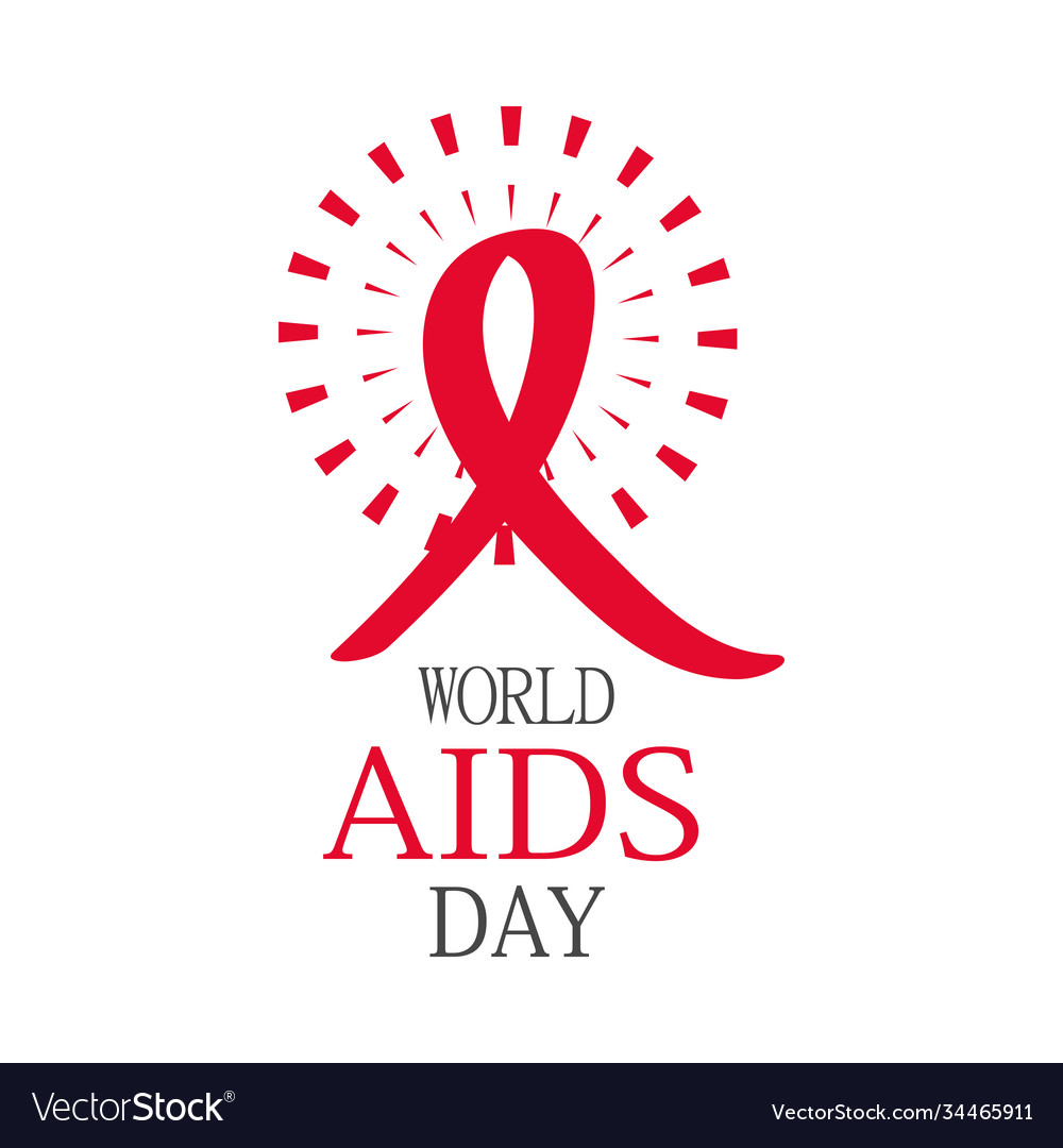 World aids day red awareness ribbon support Vector Image