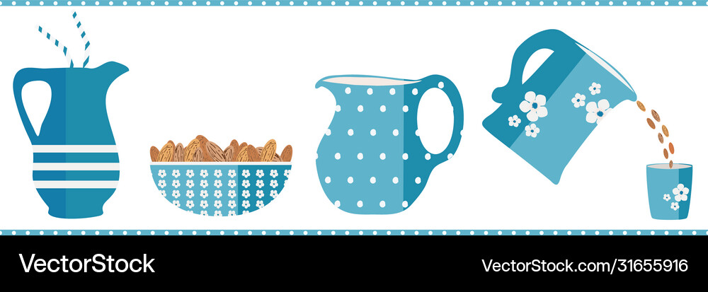 Almond milk seamless border banner Royalty Free Vector Image