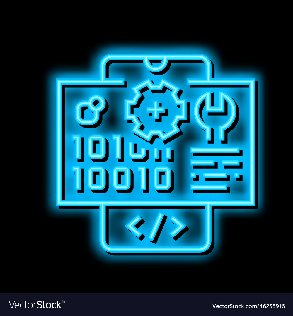 Application development neon glow icon Royalty Free Vector