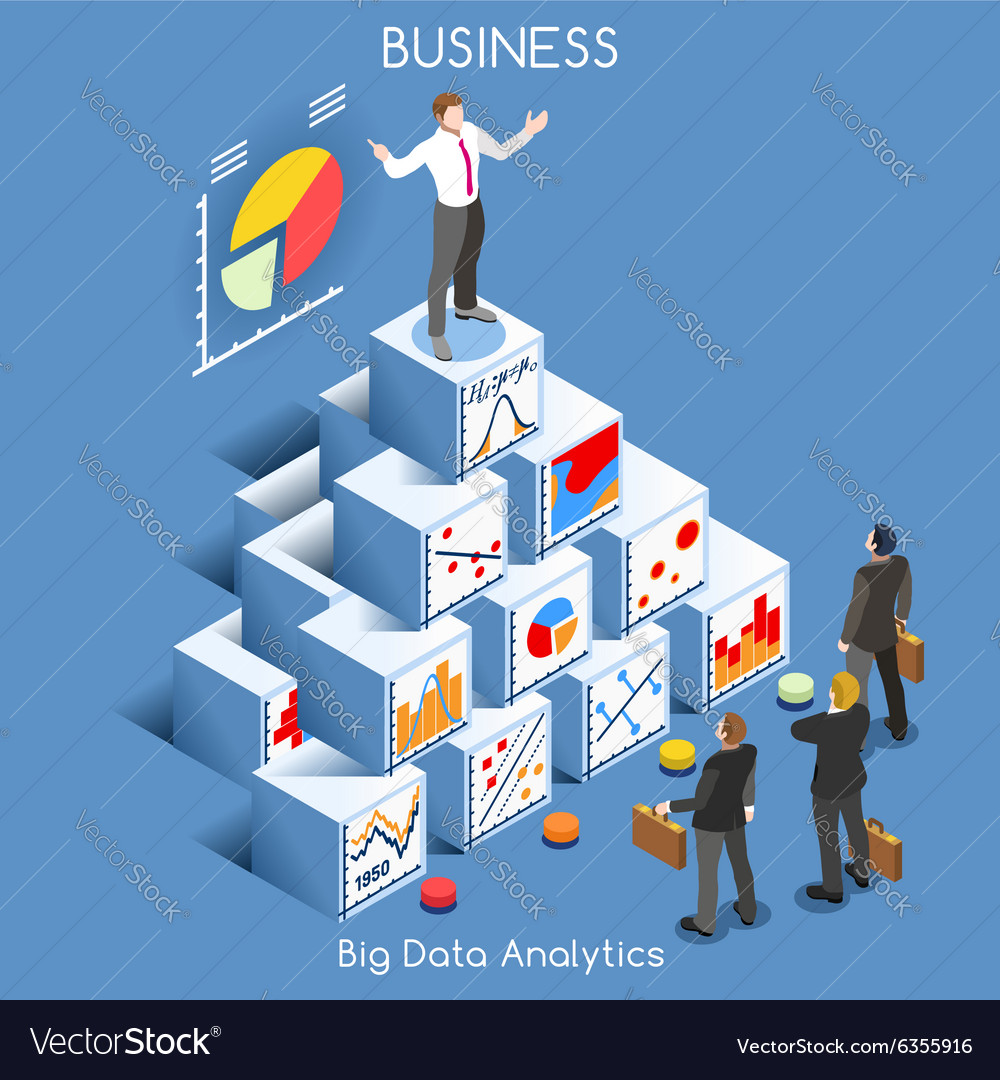 Data analytics people isometric Royalty Free Vector Image