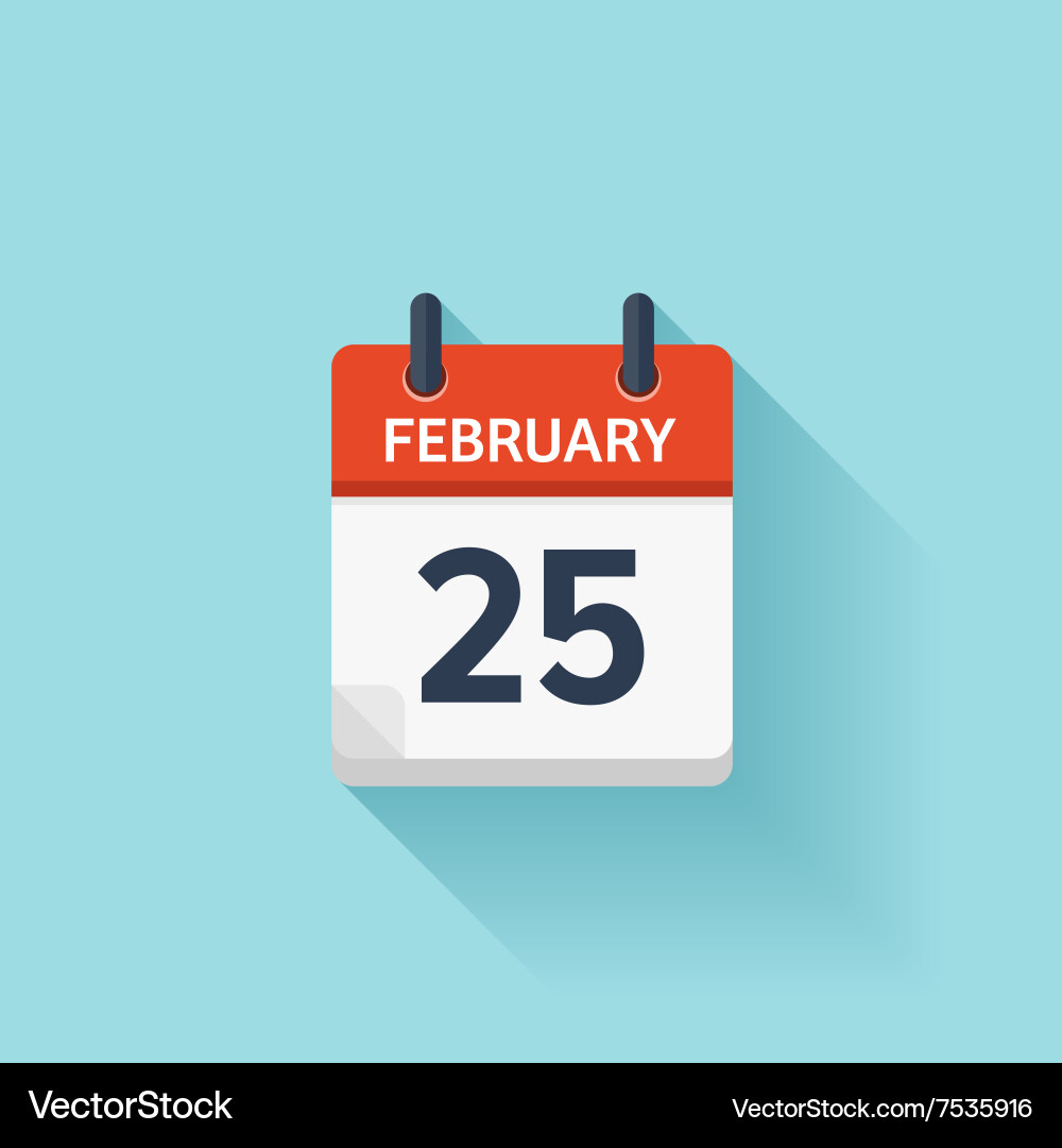 February 25 flat daily calendar icon date Vector Image