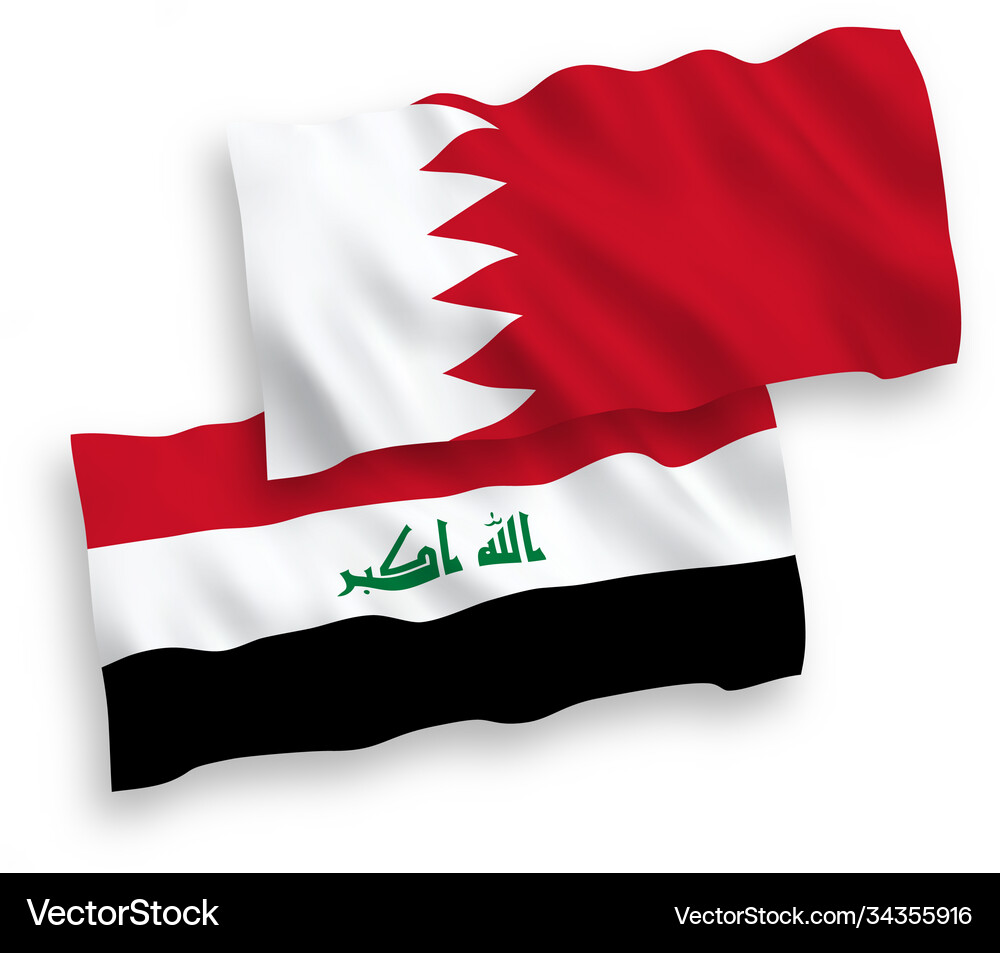 Flags iraq and bahrain on a white background Vector Image