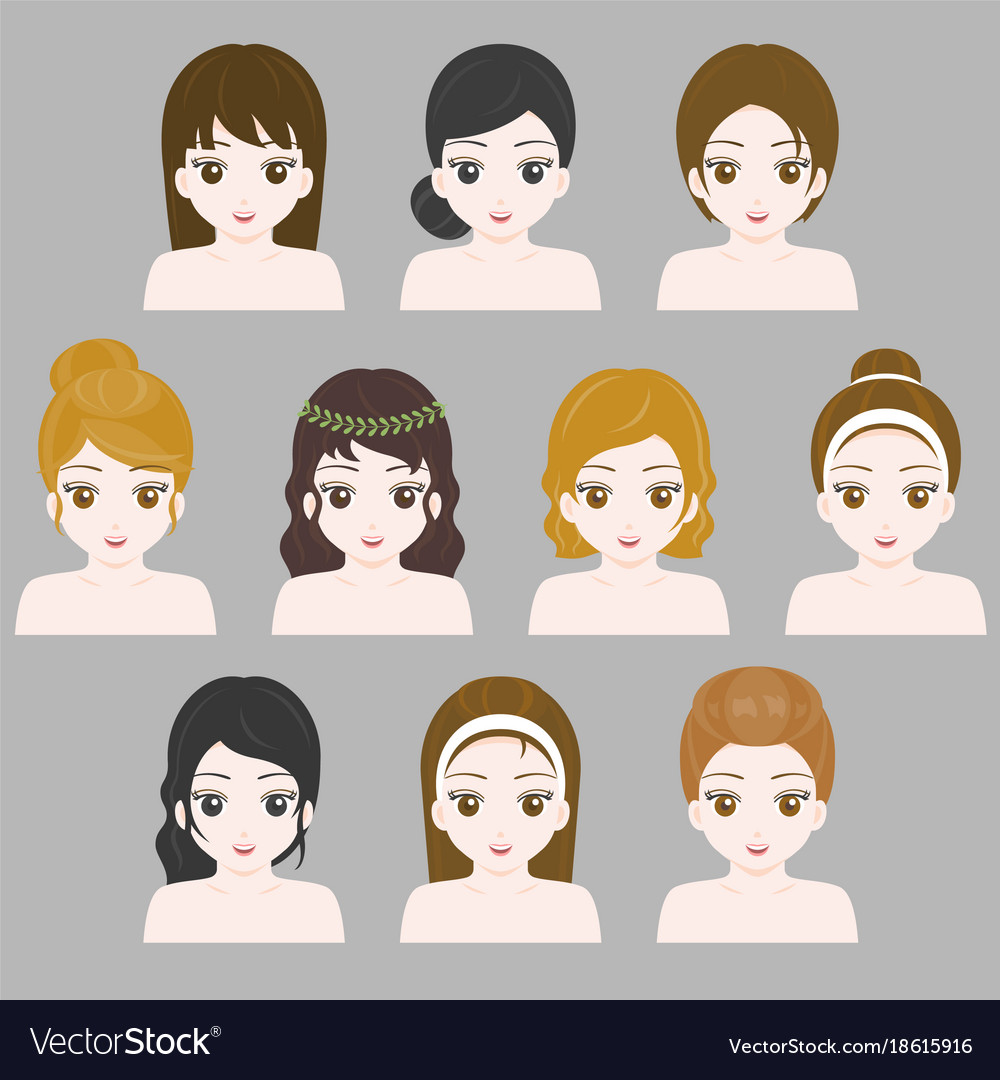 Girl Hair Style Collection Royalty Free Vector Image
