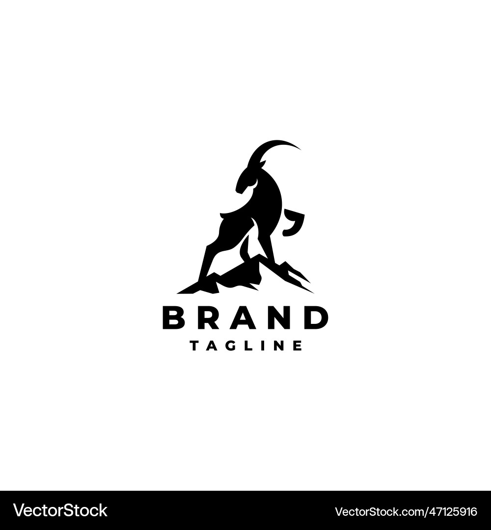 Goat on the mountain logo design Royalty Free Vector Image