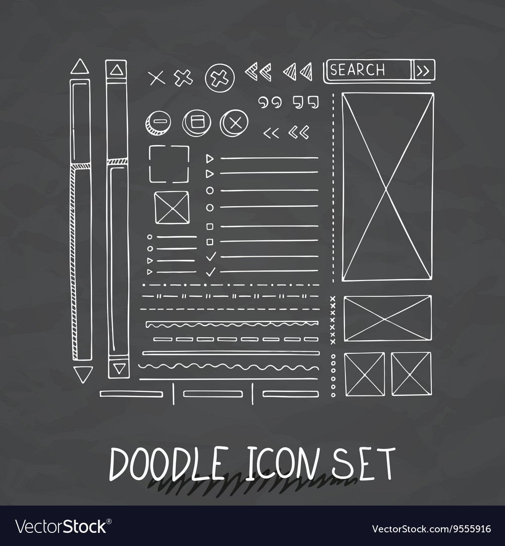 Hand drawn icons set website development Vector Image