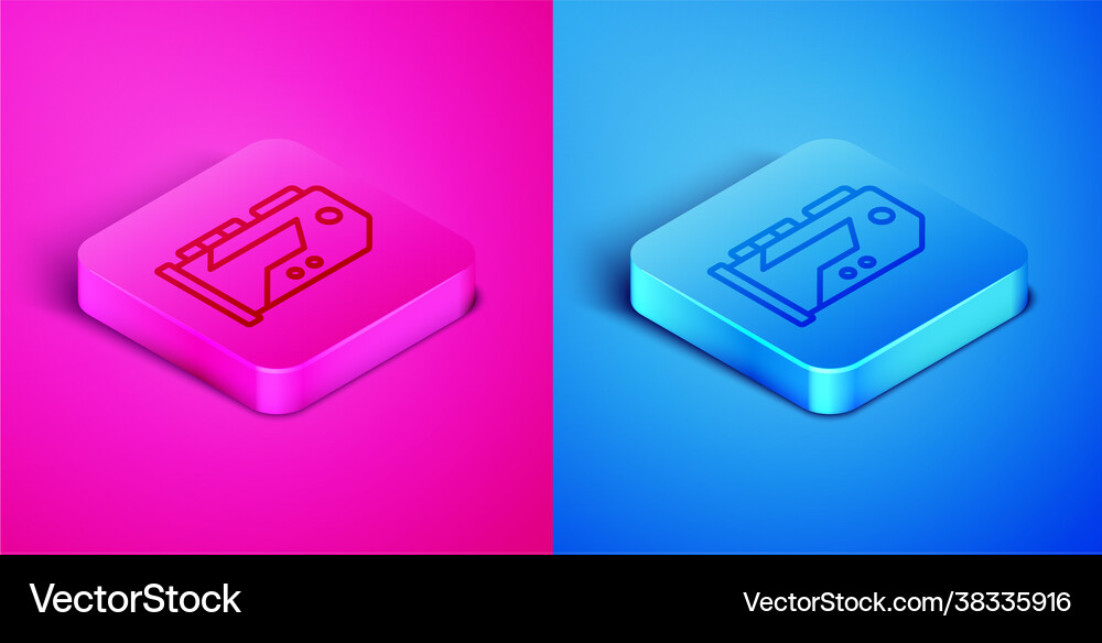 Isometric line video graphic card icon isolated Vector Image