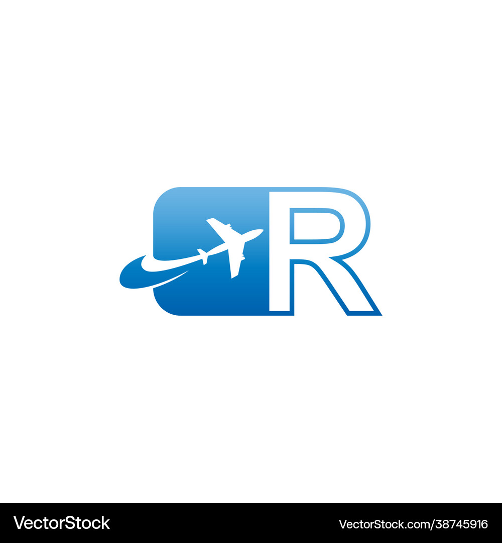 Letter r with plane logo icon design Royalty Free Vector