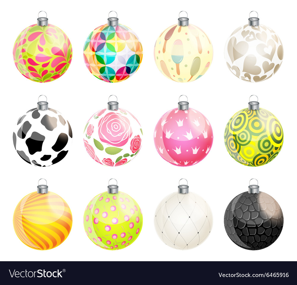 New year and christmas balls set Royalty Free Vector Image