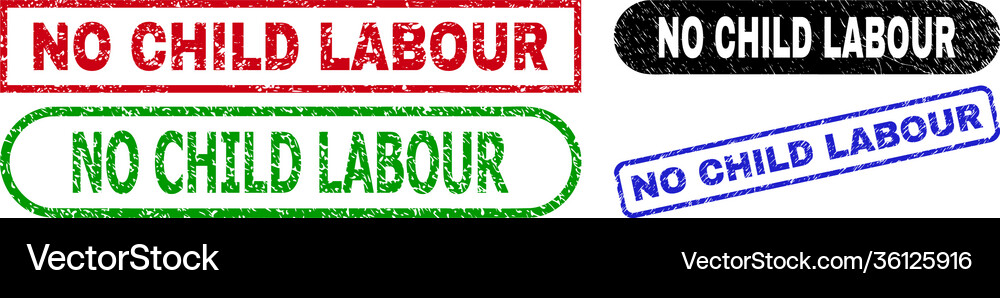 No child labour rectangle stamp seals with grunge Vector Image