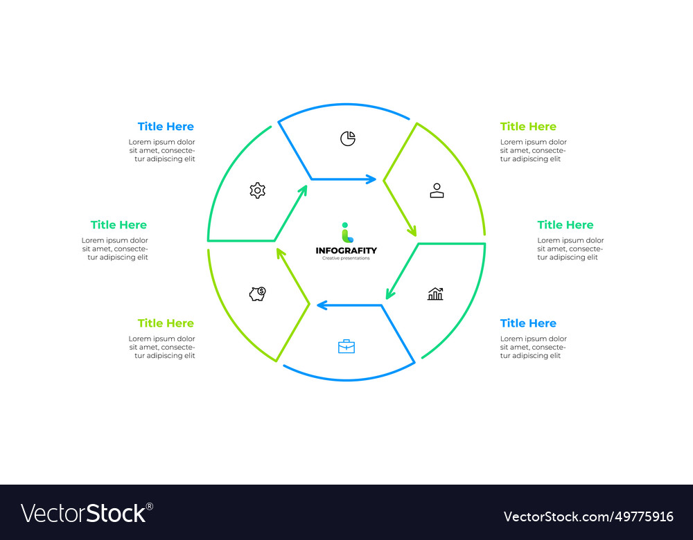 Outline cycle diagram divided into 6 sectors Vector Image Outline cycle diagram divided into 6 sectors Vector Image