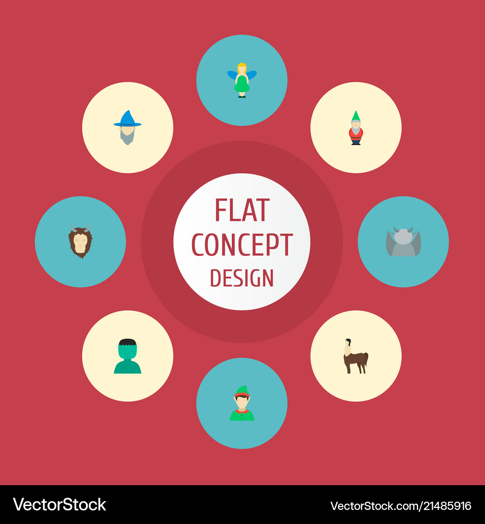 Set character icons flat style symbols Royalty Free Vector