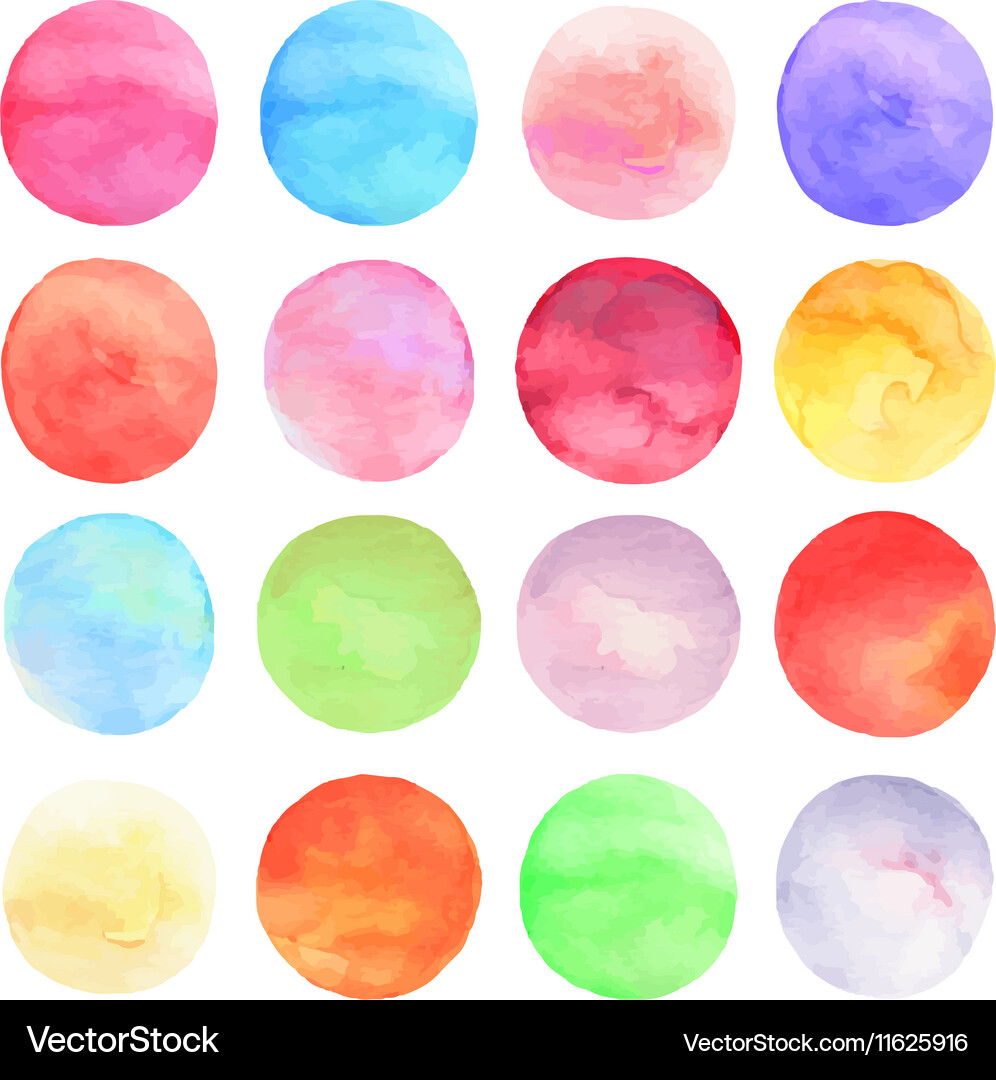 Set drawn watercolor round shapes Royalty Free Vector Image