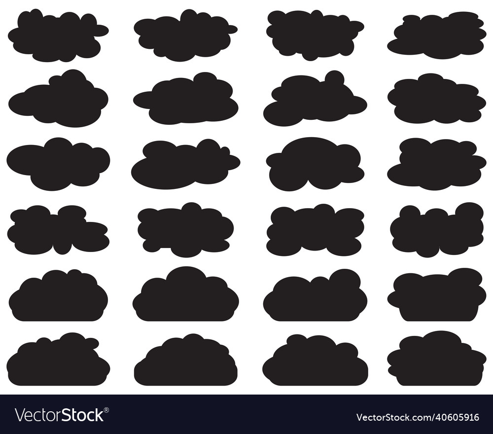 Set of various black clouds Royalty Free Vector Image