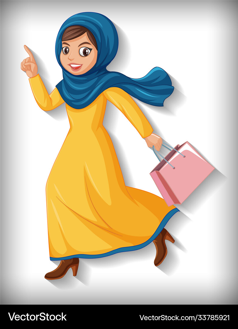 Beautiful arabic lady cartoon character Royalty Free Vector