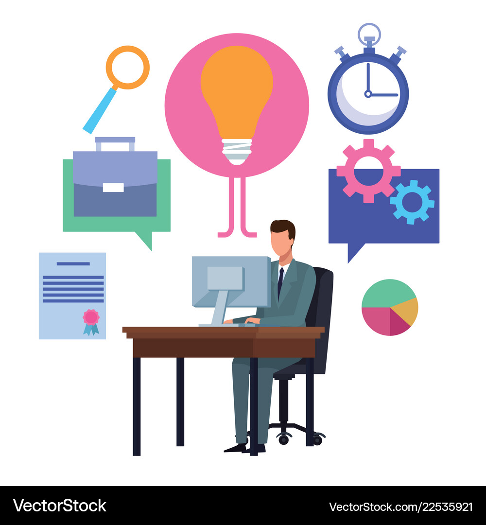 Businessman productivity cartoon Royalty Free Vector Image