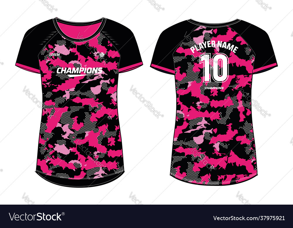 Camouflage Women Sports Jersey T Shirt Design Vector Image
