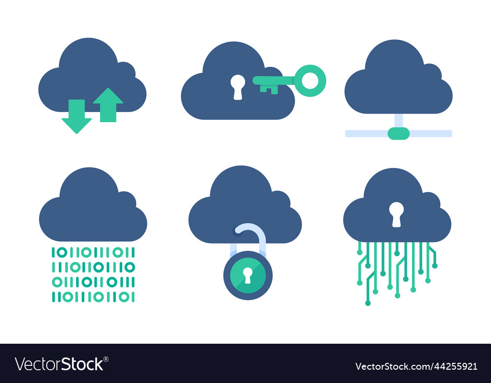 Cloud Computing The Padlock That Locks Clouds Vector Image