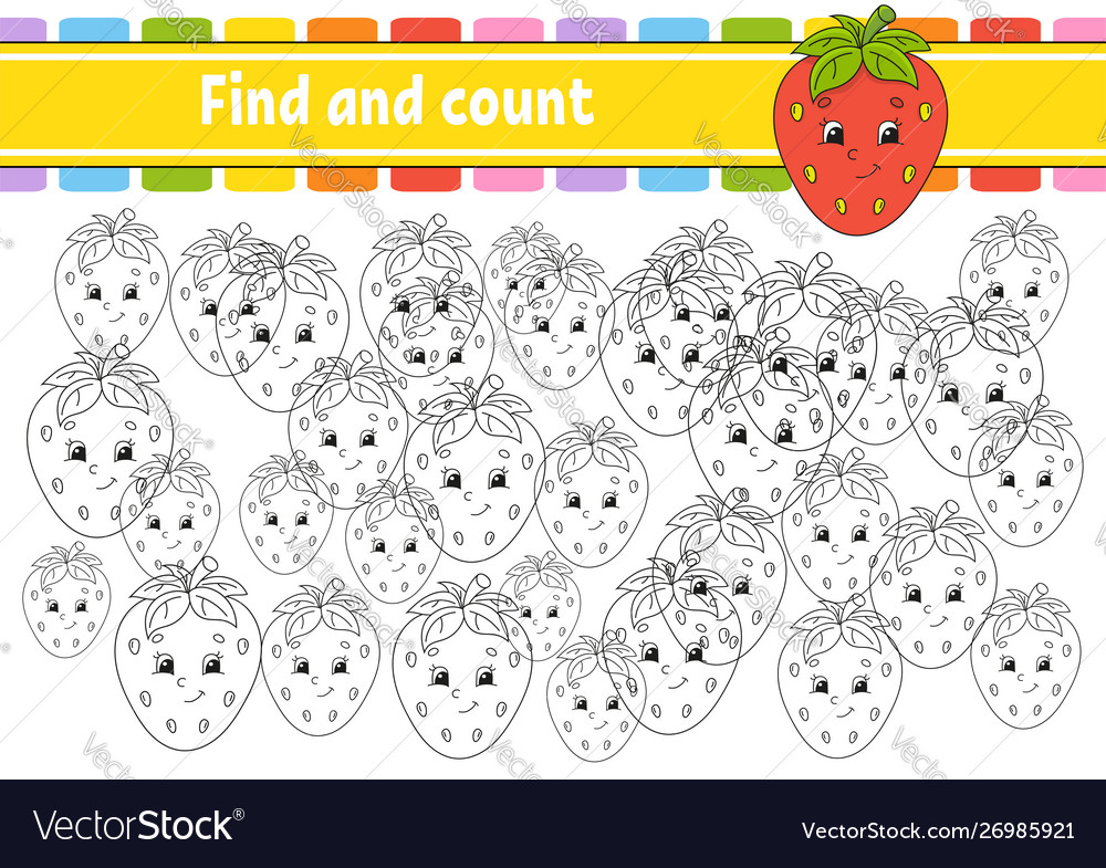 Find and count education developing worksheet Vector Image
