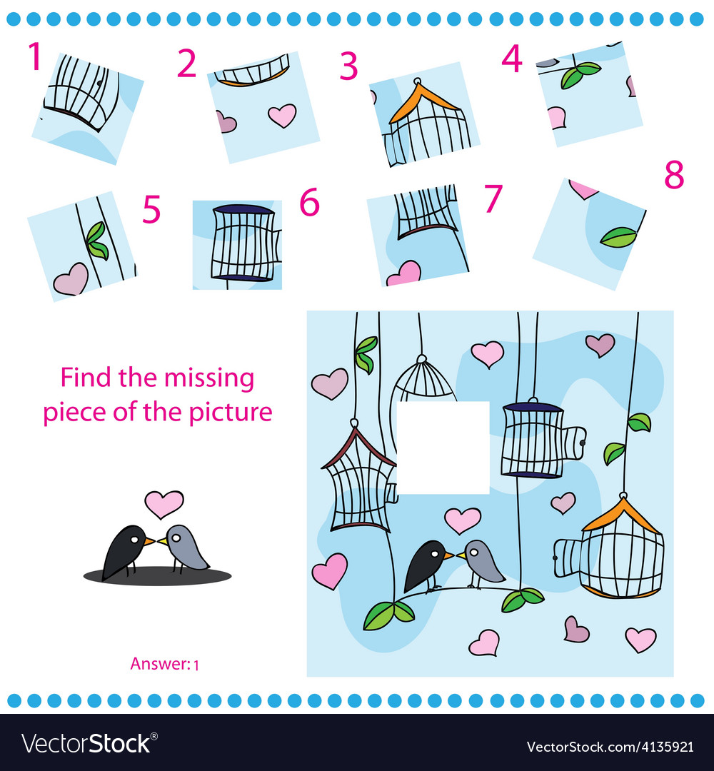 Find Missing Piece Puzzle Game For Children Vector Image