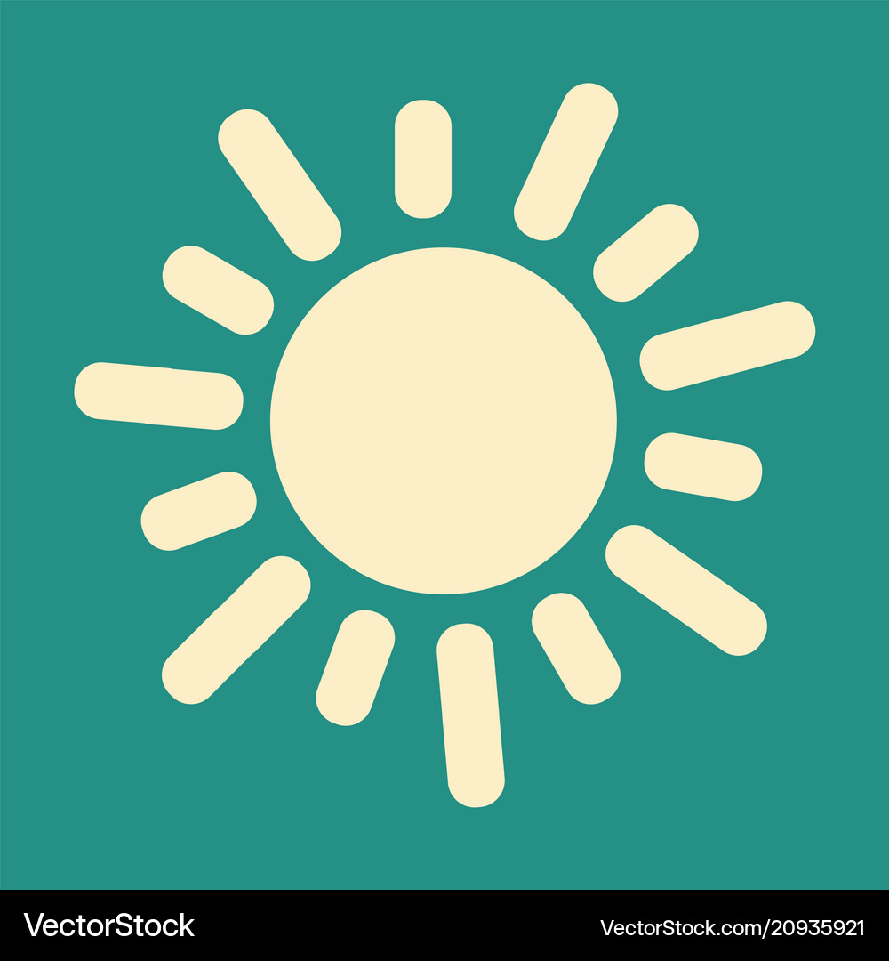Flat sun icon summer pictograph sunlight symbol Vector Image