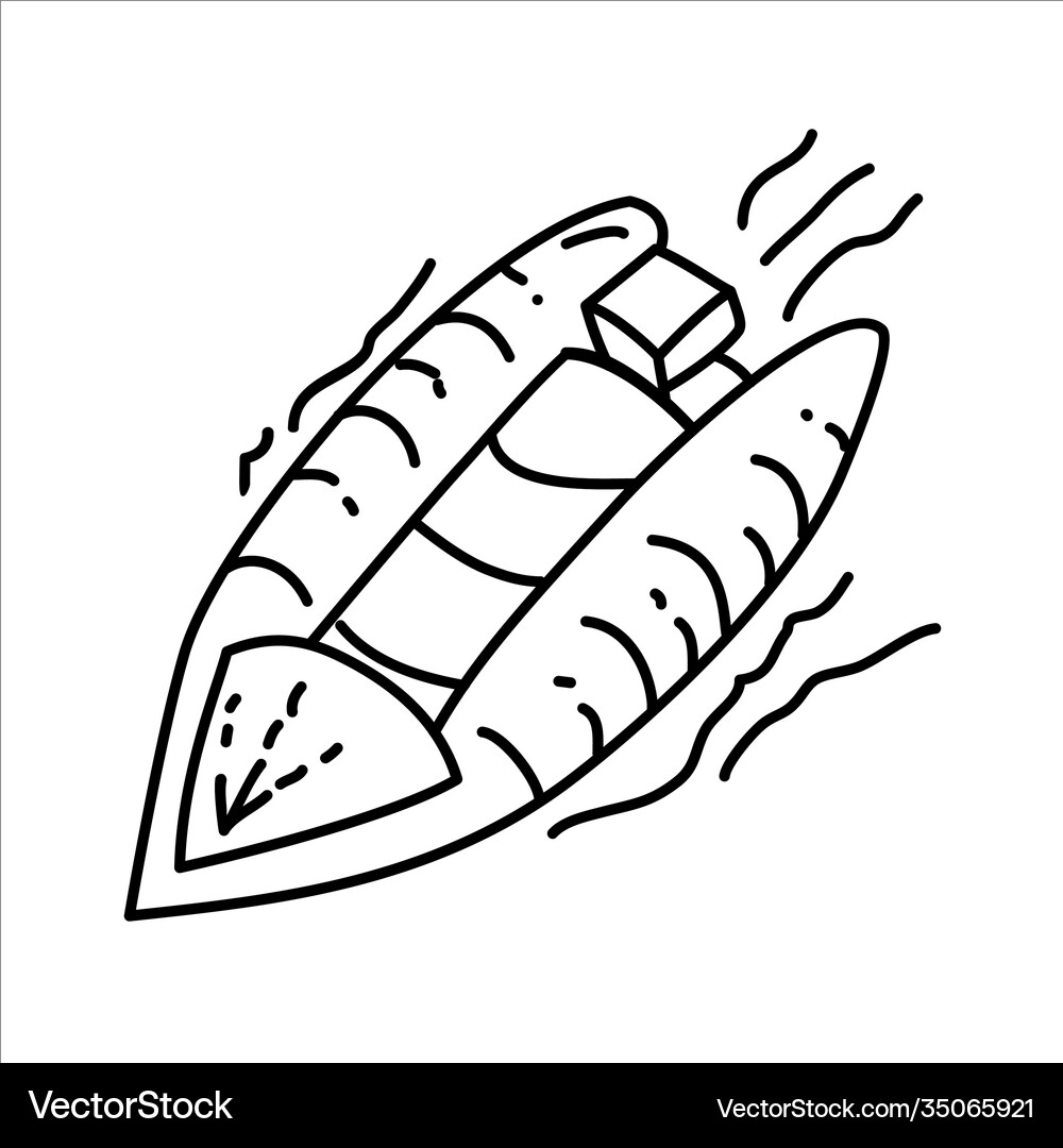 Lifeboat icon doodle hand drawn or outline Vector Image