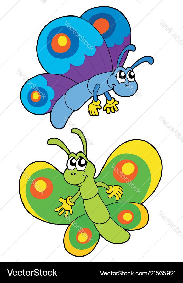 Pair of smiling butterflies Royalty Free Vector Image