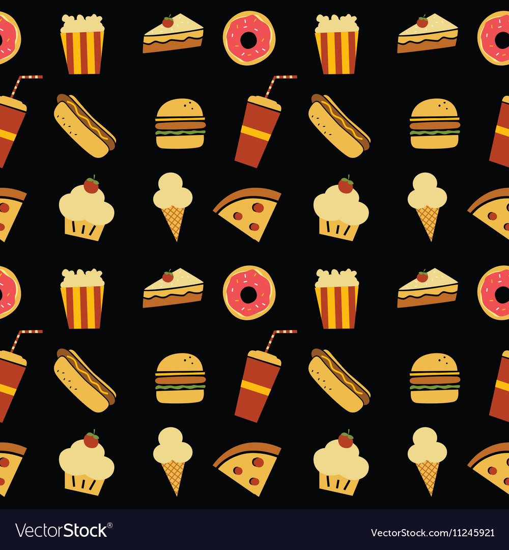 Seamless fastfood restaurant theme pattern Vector Image