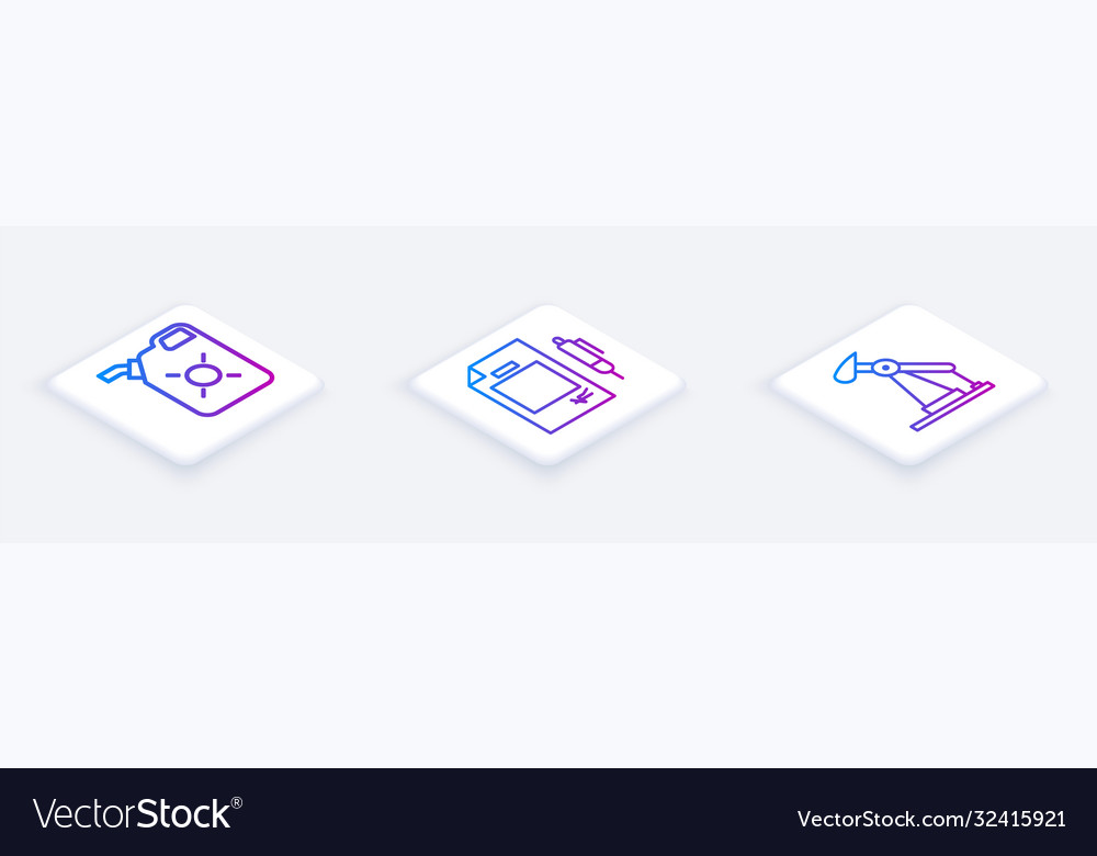 Set isometric line canister for motor oil Vector Image Set isometric line canister for motor oil Vector Image