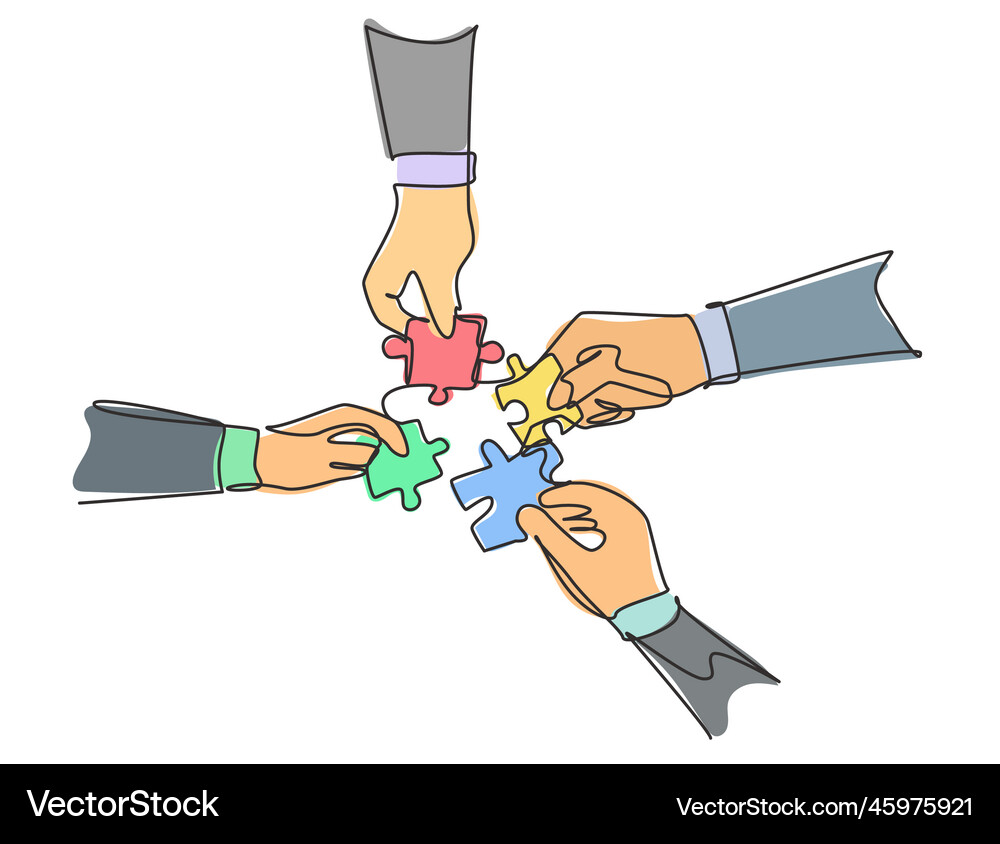 Single continuous line drawing of business team Vector Image