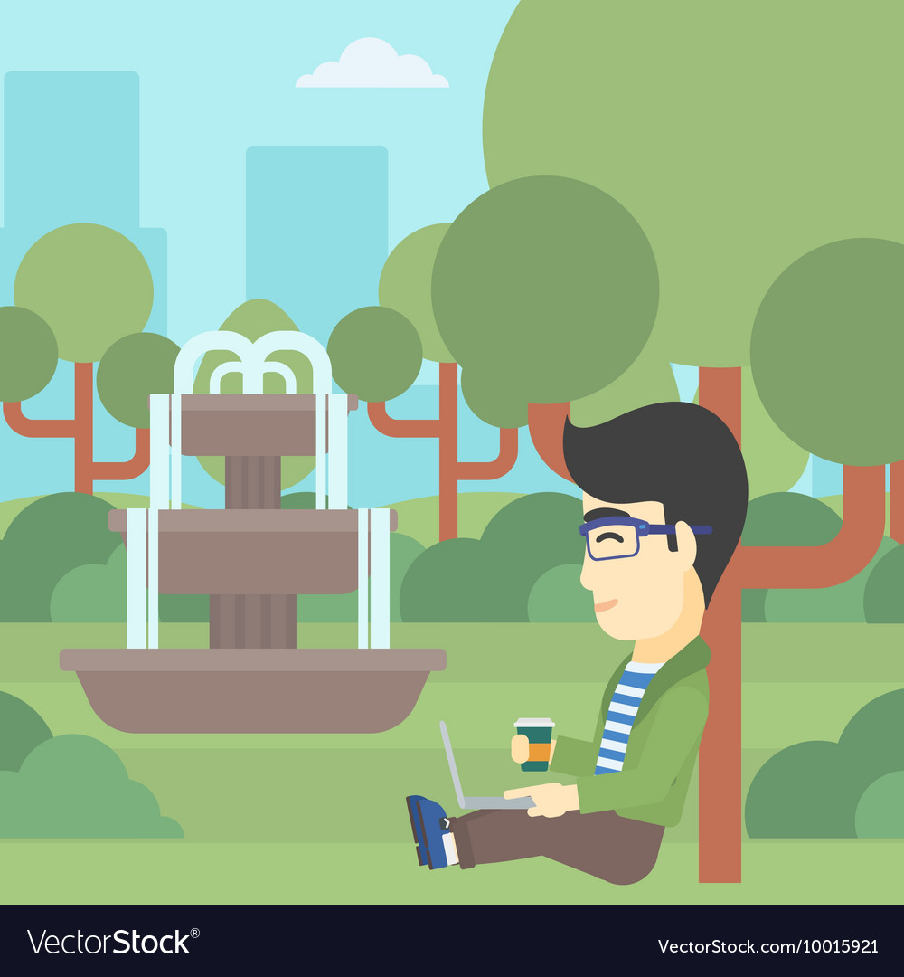 Student using laptop for education Royalty Free Vector Image