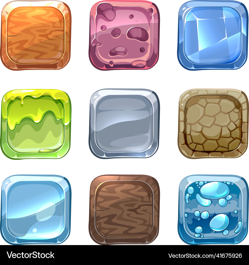 App icons with different textures in cartoon style